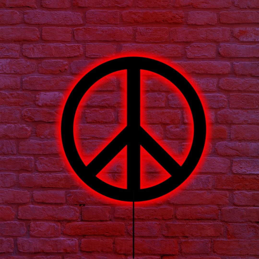 Peace Led Sign, Peace Wall Art, Peace Symbol Home Decor, Above Bed Wall ...