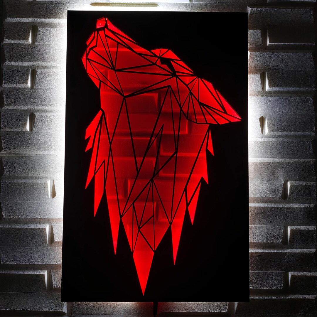 Wolf Wall Art, Wolf Wood Art, Wolf Light, Wood Animal Wall Art, Animal ...