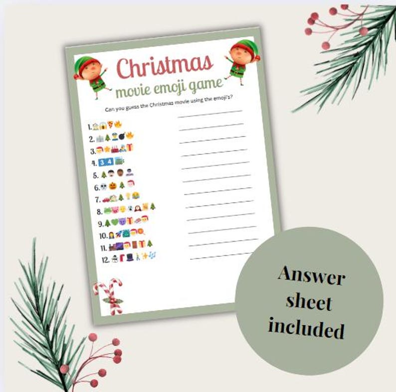 Christmas Emoji Movie Game - Instant Download Printable Fun - Etsy