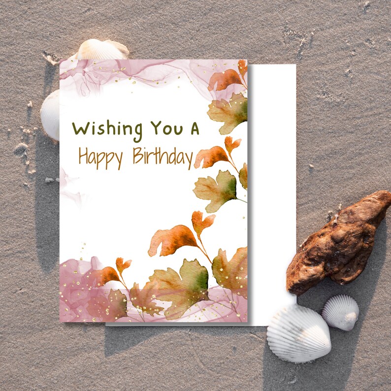 Printable Birthday Card, Floral Invitation, Print Cut and Use Card ...