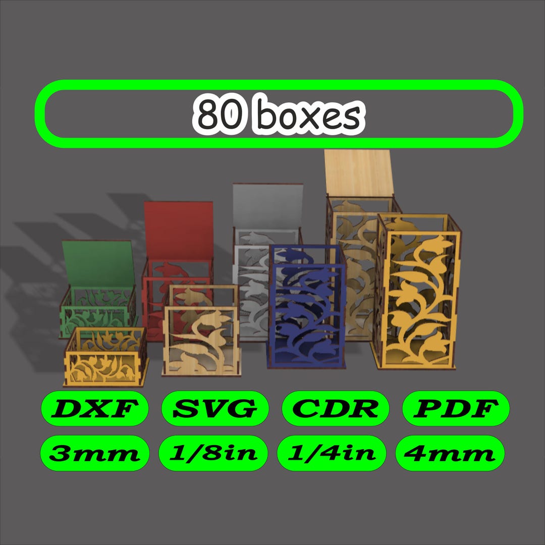 Laser Cut Box Svg Dxf Pdf Cdr Storage Box Vector Files for Wood Laser ...