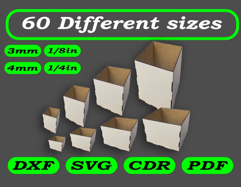 Box Laser Cut Box Svg Dxf Pdf Cdr Storage Box Vector Files for Wood ...