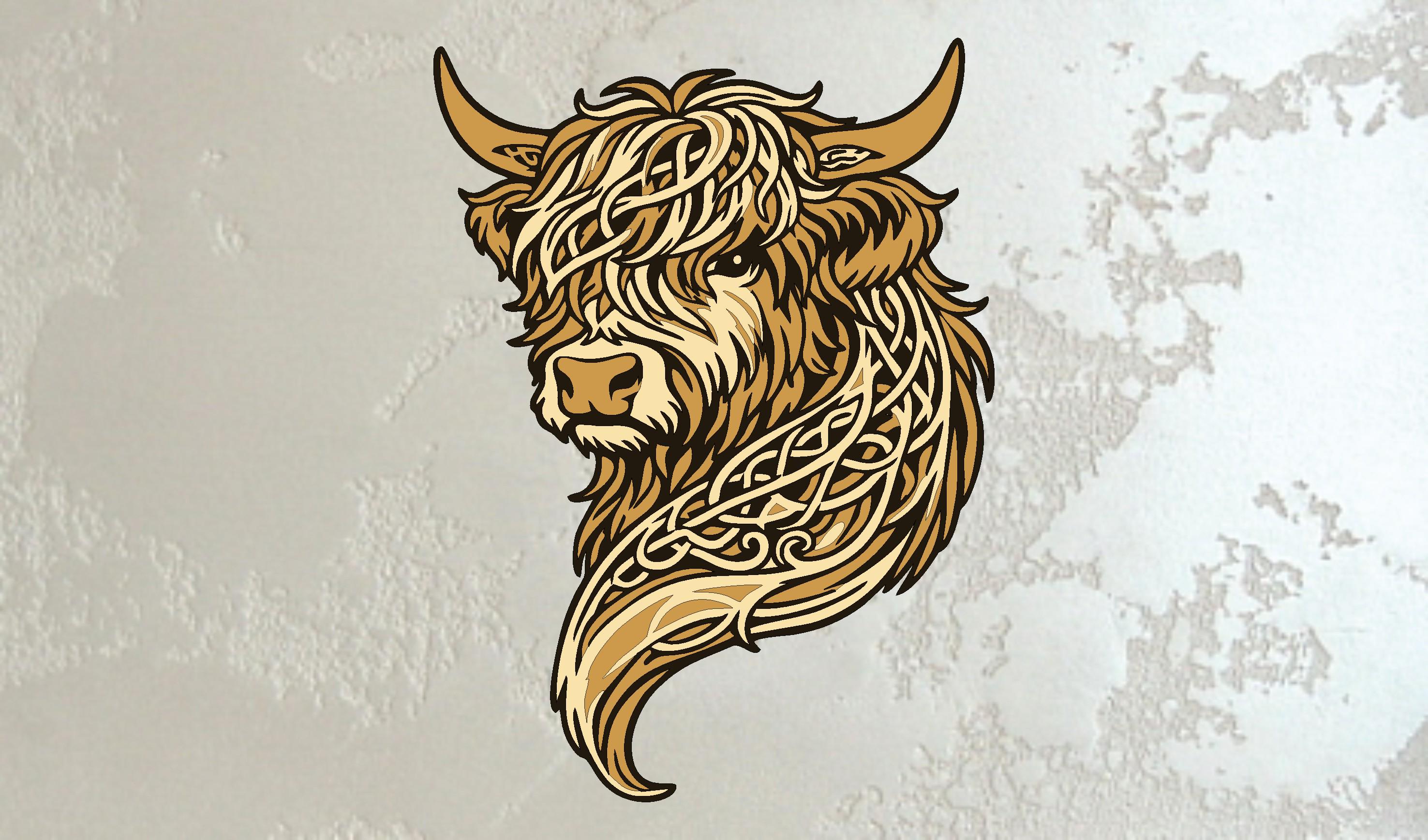 Multilayer Highland Cow SVG, Cow Wall Art, Layered Bull Mandala Design ...