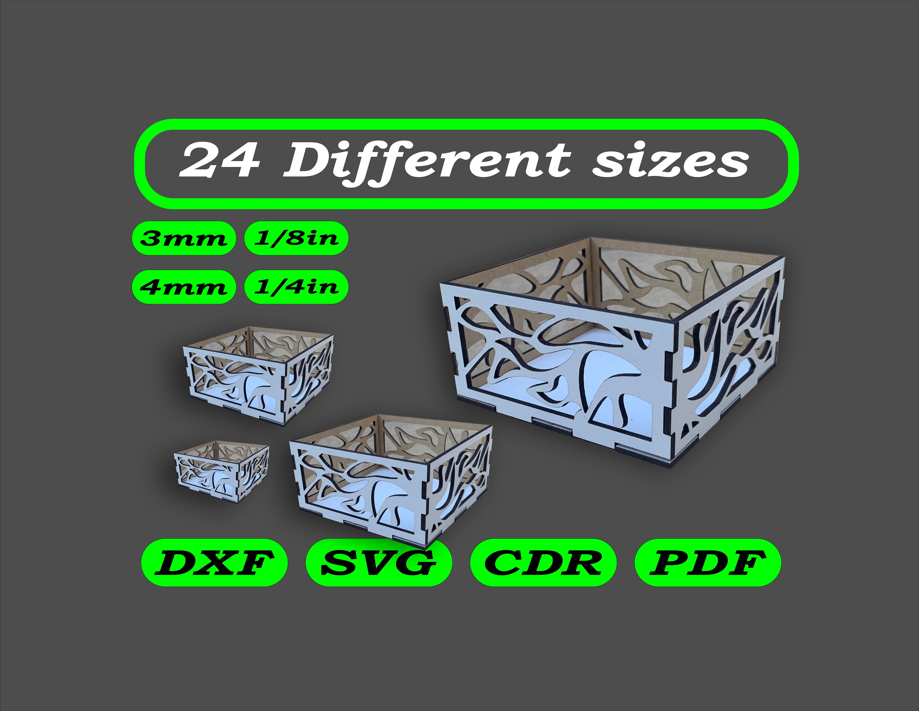 Box Laser Cut Box Svg Dxf Pdf Cdr Storage Box Vector Files for Wood ...
