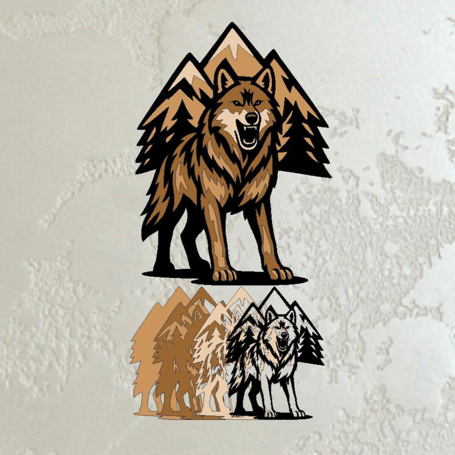 Layered Wolf Forest 3D Svg Pdf Cdr Dxf File for Laser Cutting ...