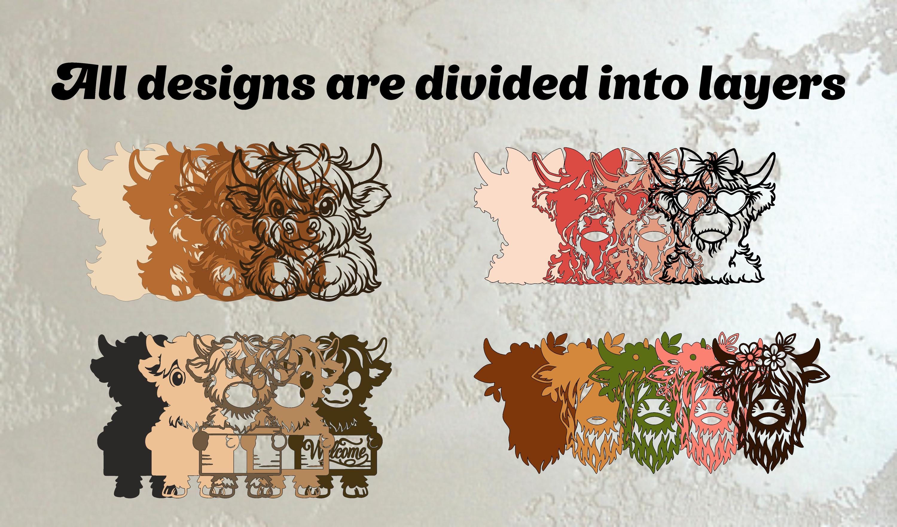 Highland Cow Multilayer SVG Laser Cut Files, Farm Animal Decor, Cute ...