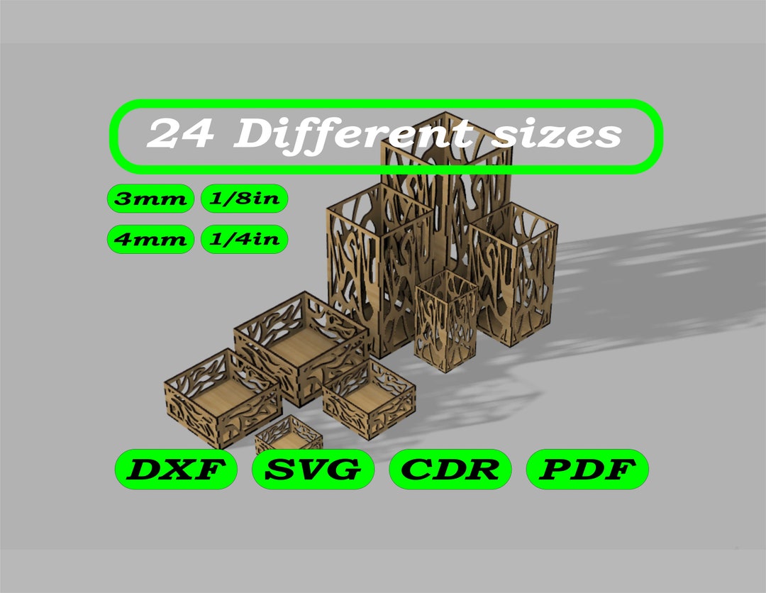 Box Laser Cut Box Svg Dxf Pdf Cdr Storage Box Vector Files for Wood ...