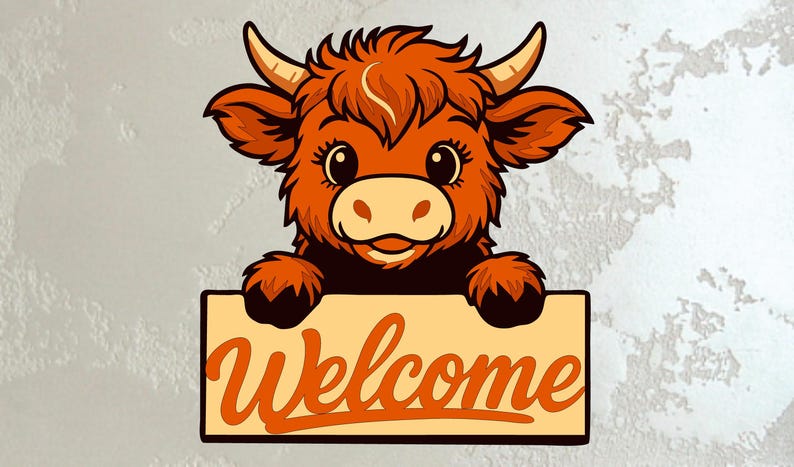 Multilayer Cow Welcome Sign Svg, Highland Cow Door Decor, Layered ...