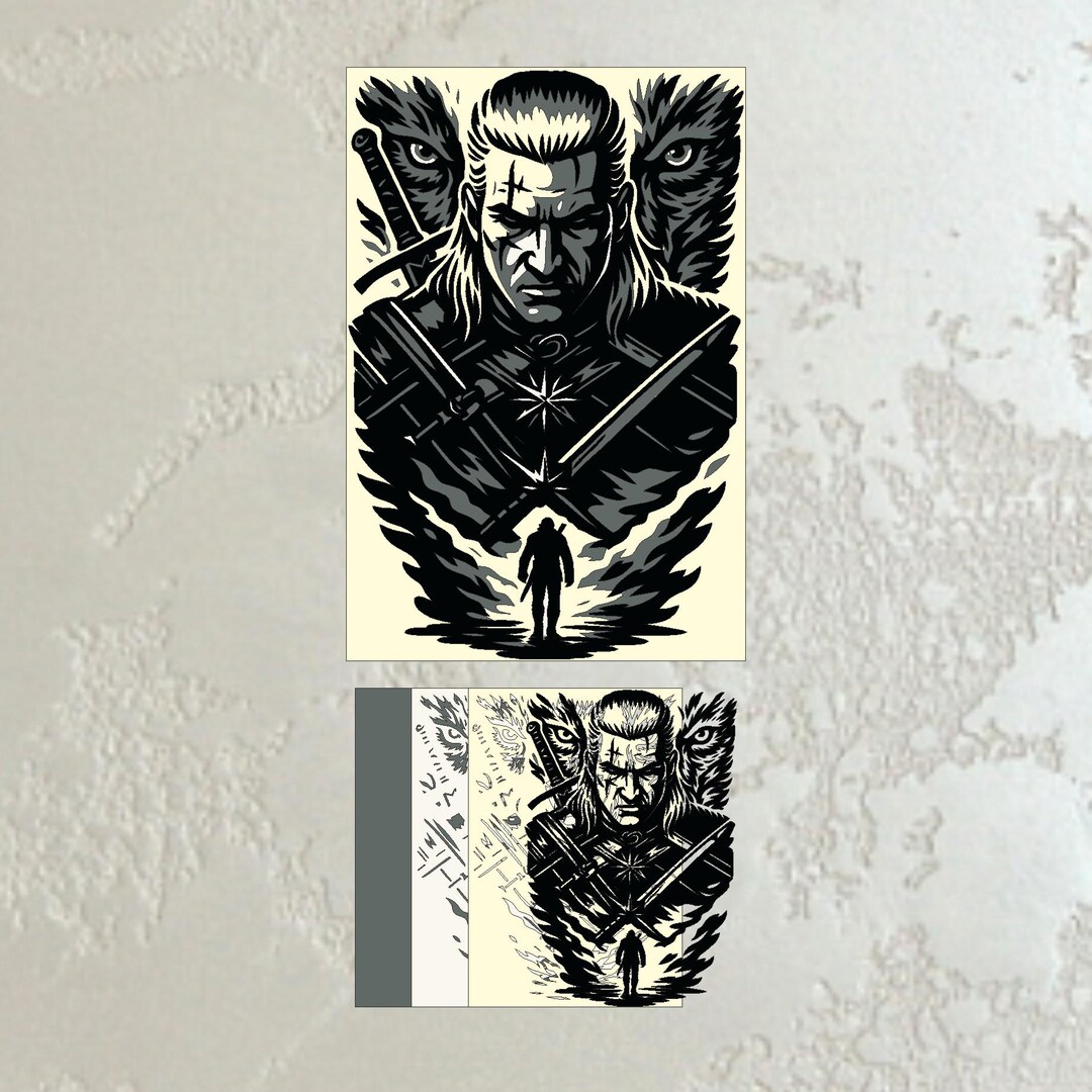 Witcher Multilayer Svg, Layered Geralt Silhouette, Fantasy Warrior ...