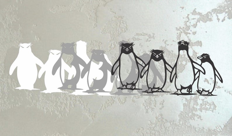 Penguin Gang SVG PDF Dxf AI Cdr File for Laser Cut, Angry Cartoon ...