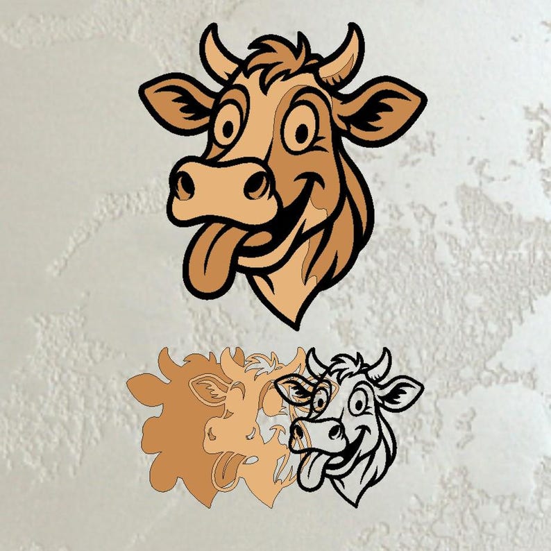 Layered Funny Cow Face 3D Svg Pdf Cdr Dxf File for Laser Cutting ...