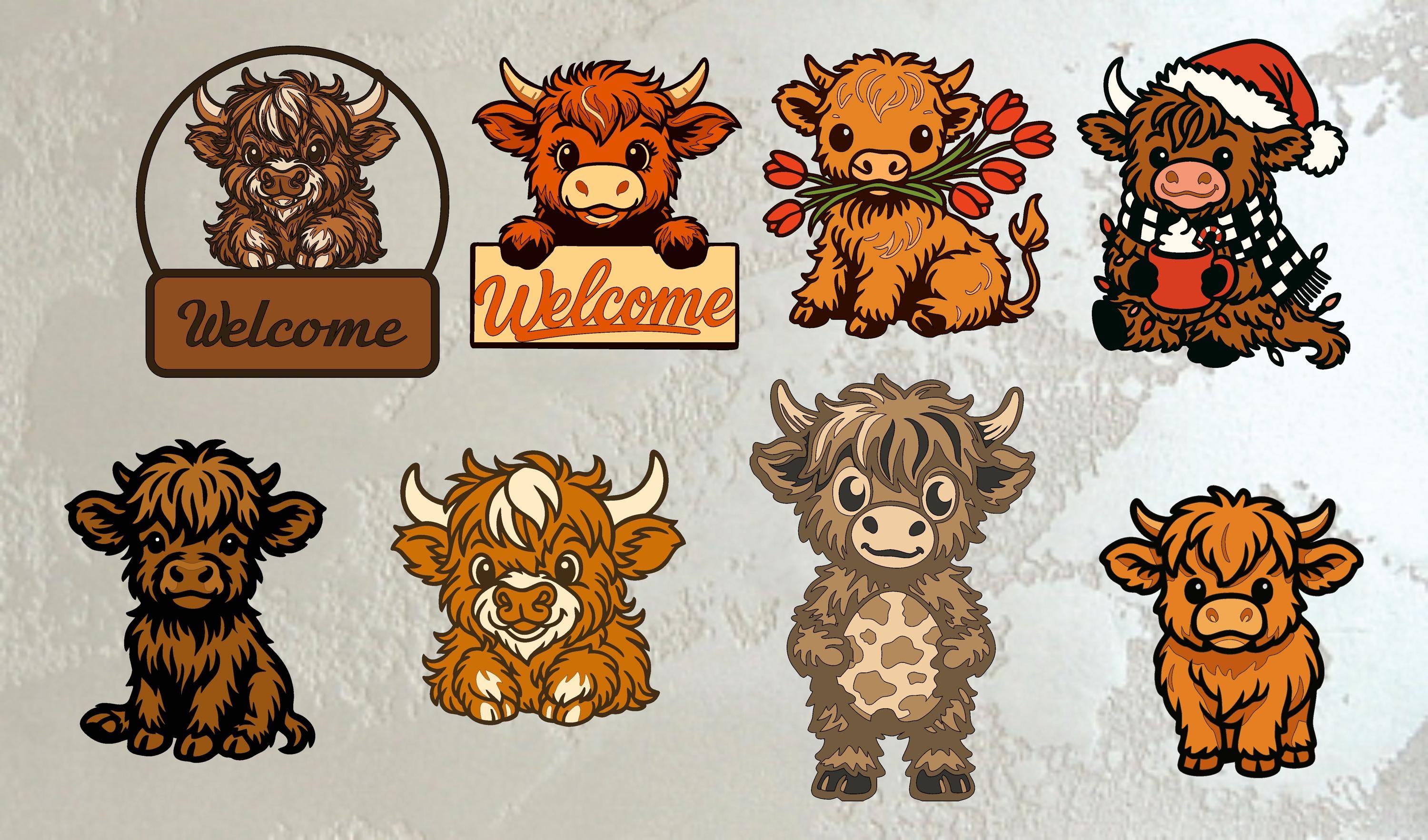Highland Cow Multilayer SVG Laser Cut Files, Farm Animal Decor, Cute ...