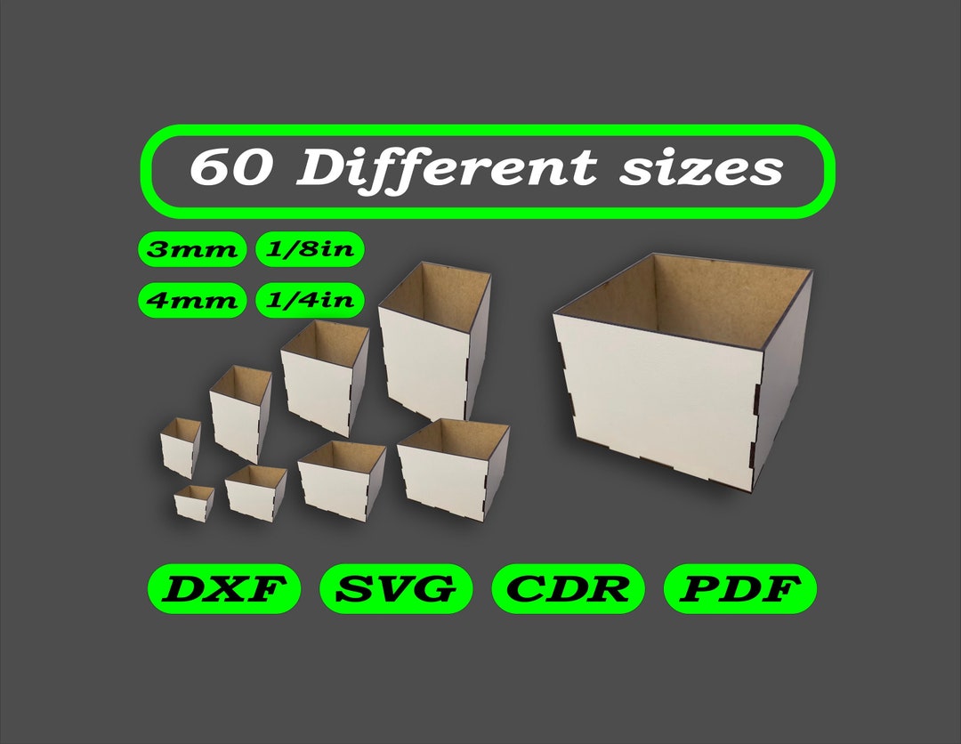 Box Laser Cut Box Svg Dxf Pdf Cdr Storage Box Vector Files for Wood ...