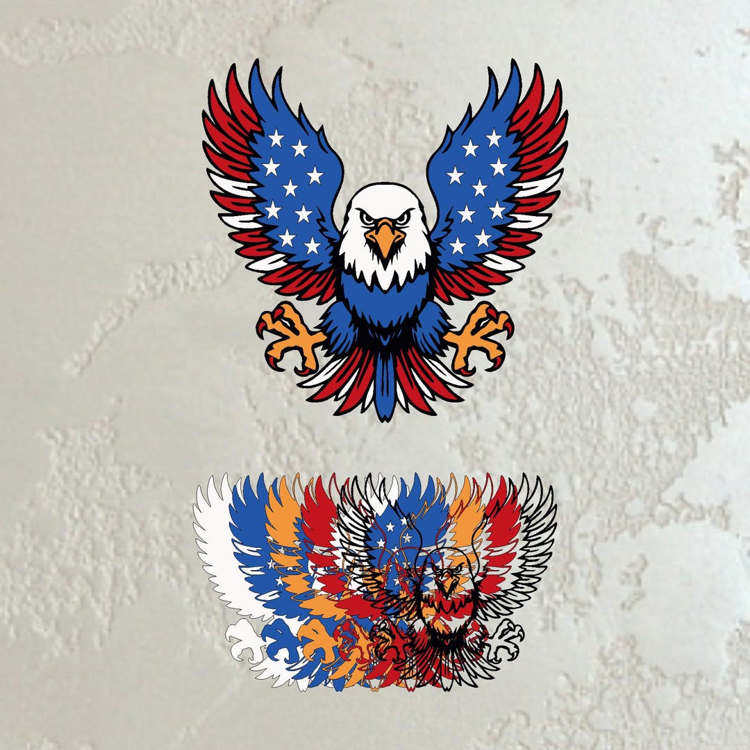 Patriotic Eagle Svg, Multilayer 3D Bald Eagle, American Flag Laser Cut ...