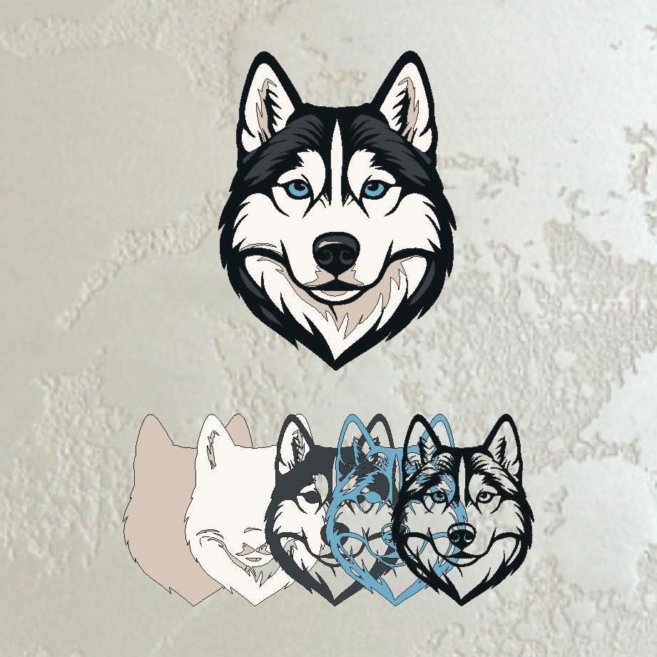 Layered Husky Dog 3D SVG PDF Cdr DXF Files, Multilayer Husky Dog Laser ...