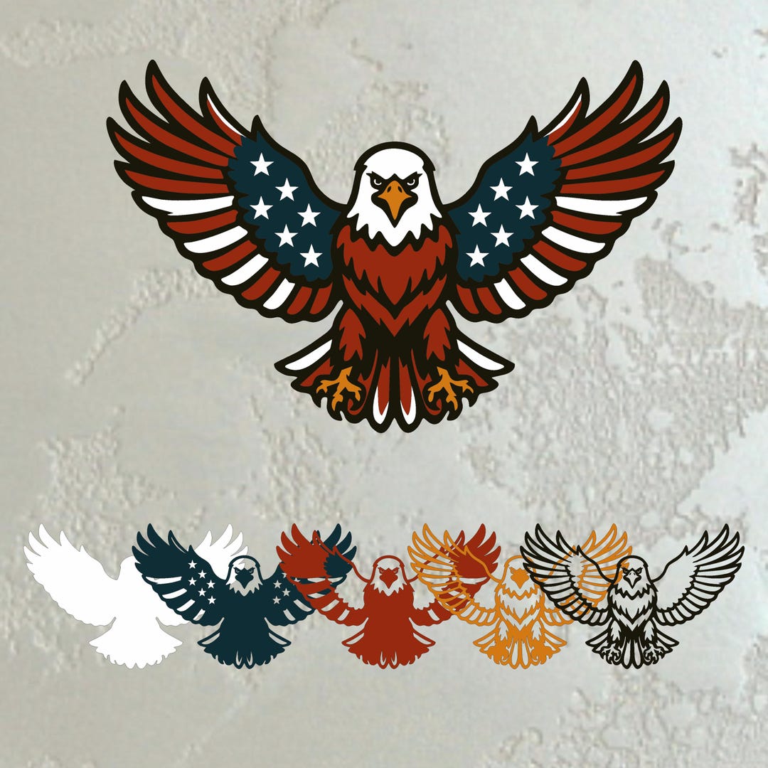 Patriotic Bald Eagle USA Flag SVG: Laser Cut/cricut Ready (digital File ...