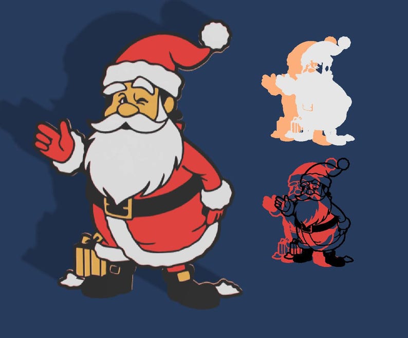 Santa Multilayer Svg,santa Laser Cut File,santa 3D Layer, Santa Plywood ...