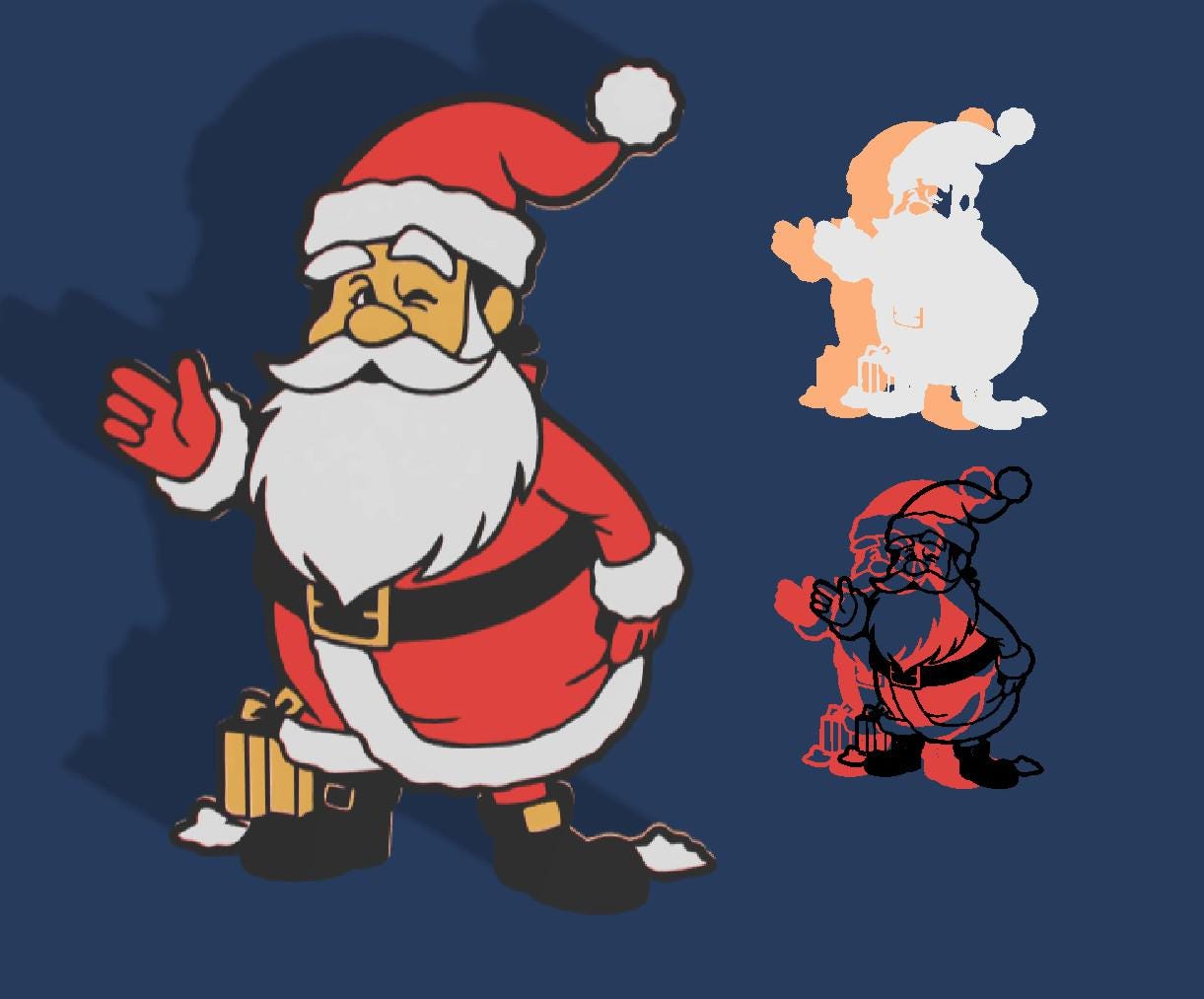 Santa Multilayer Svg,santa Laser Cut File,santa 3D Layer, Santa Plywood ...