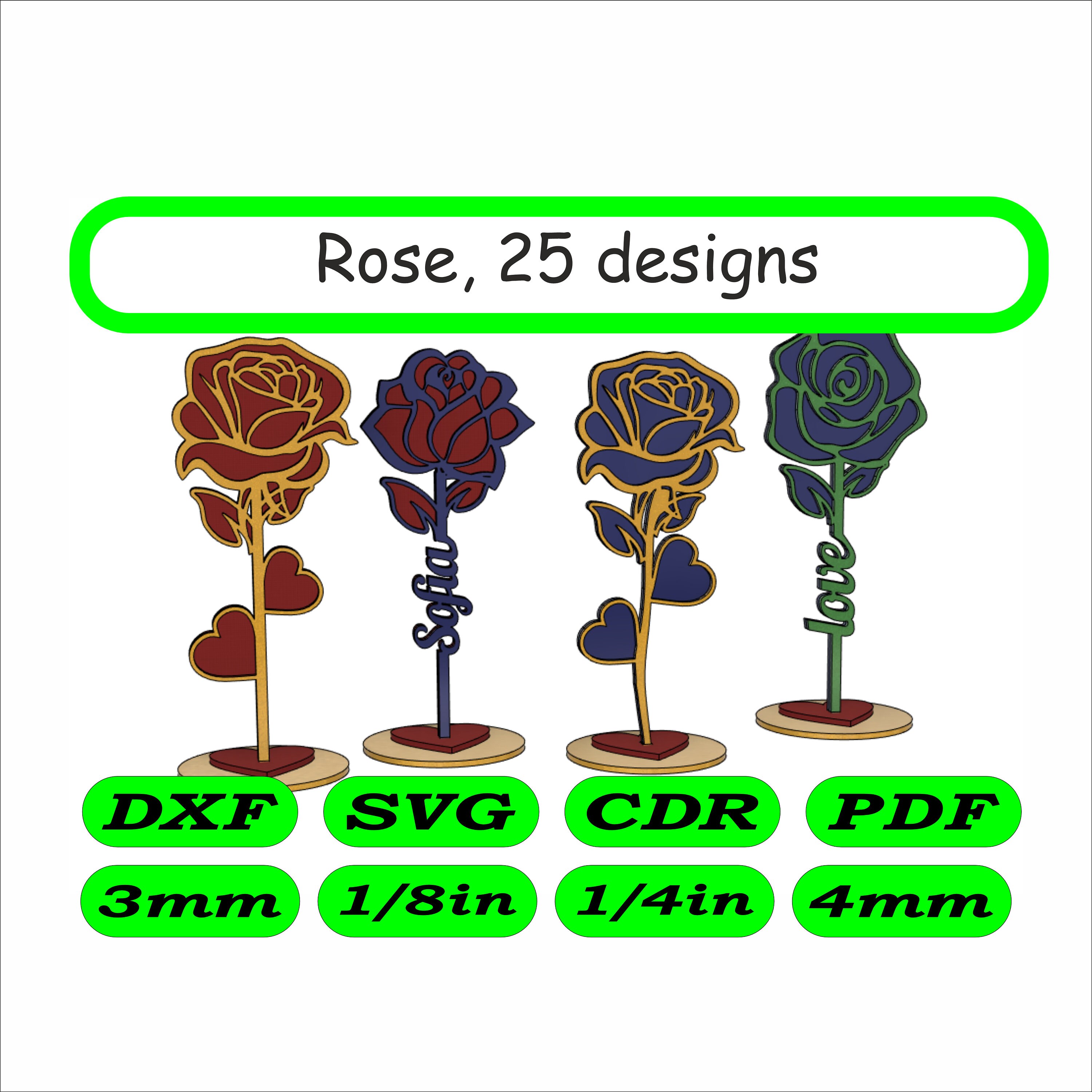 Flowers, Rose Laser Cut Svg,wooden Rose Name Svg, Mothers Day - Etsy