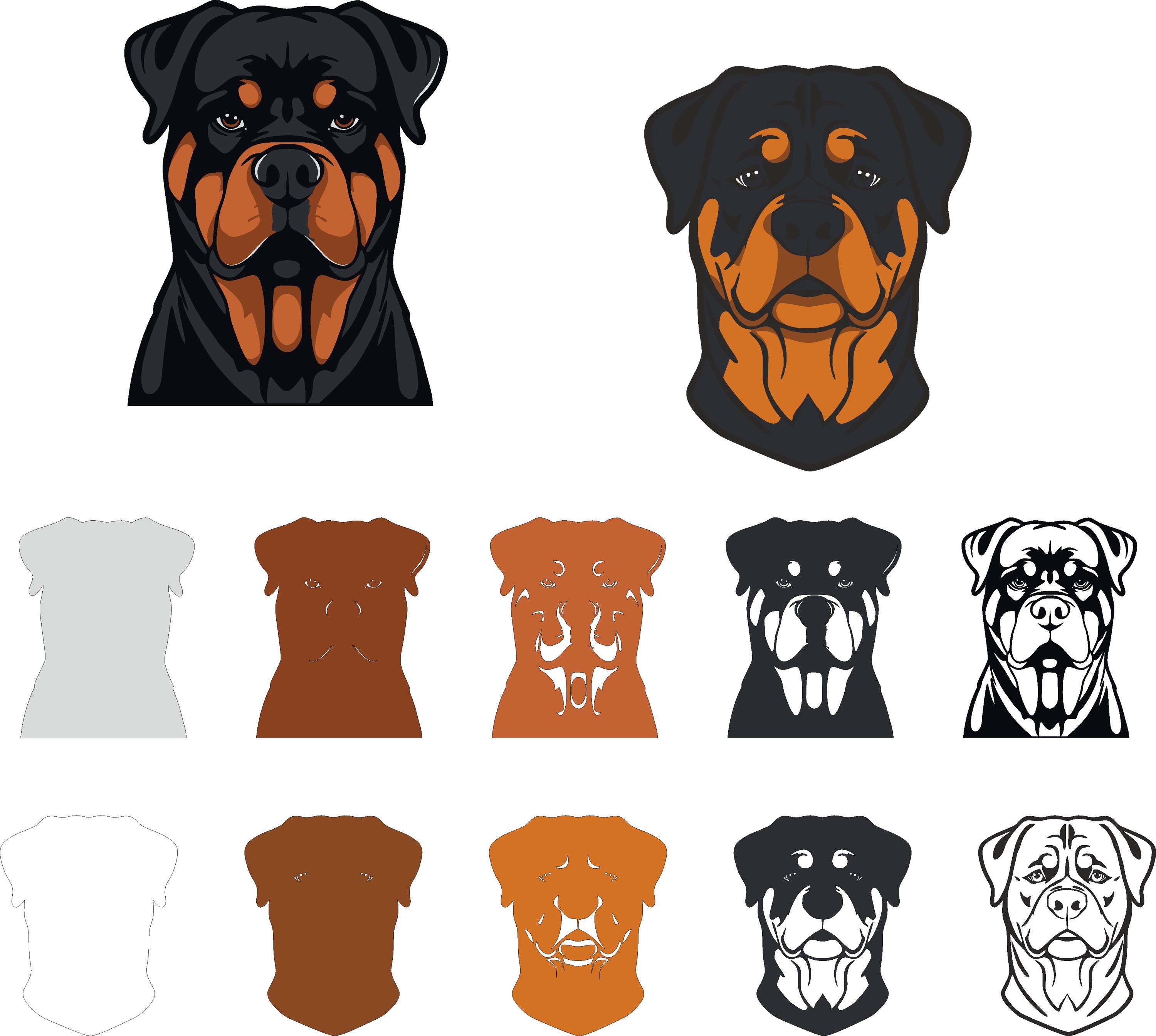 Rottweiler Dog Head Layered SVG Cut File, Layered Bundle, Rottweiler ...