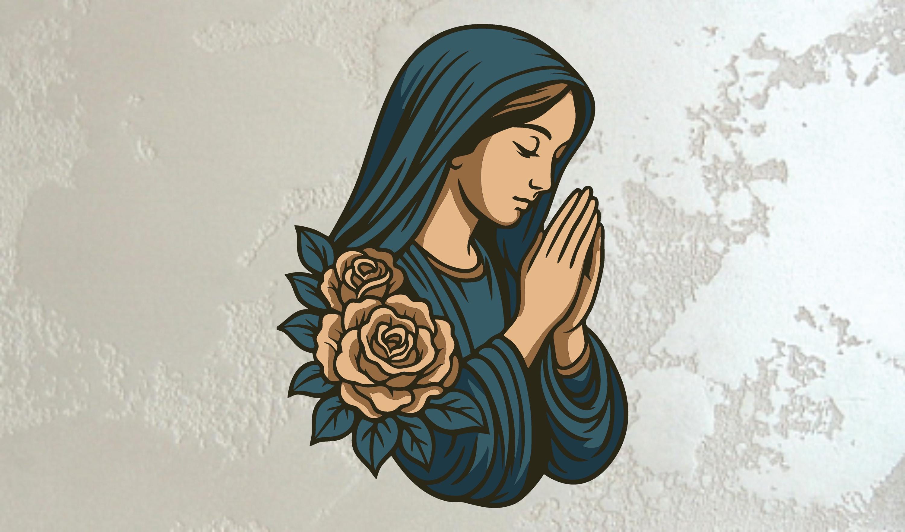 Virgin Mary Rose SVG: Catholic Laser Cut File for CNC, Cricut ...