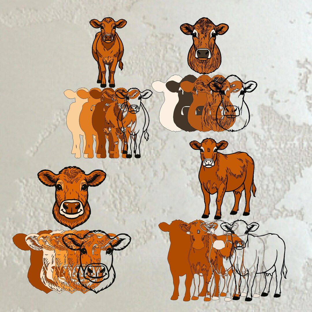 Multilayer Cow Svg, Layered Farm Animal, Cow Head & Body, Laser Cut ...