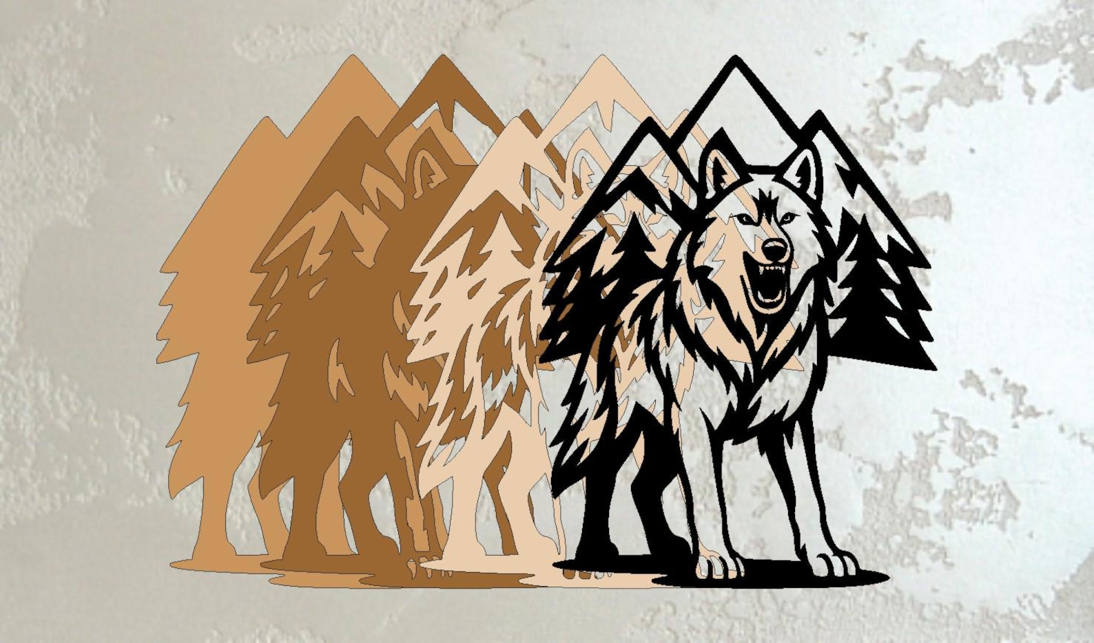 Layered Wolf Forest 3D Svg Pdf Cdr Dxf File for Laser Cutting ...
