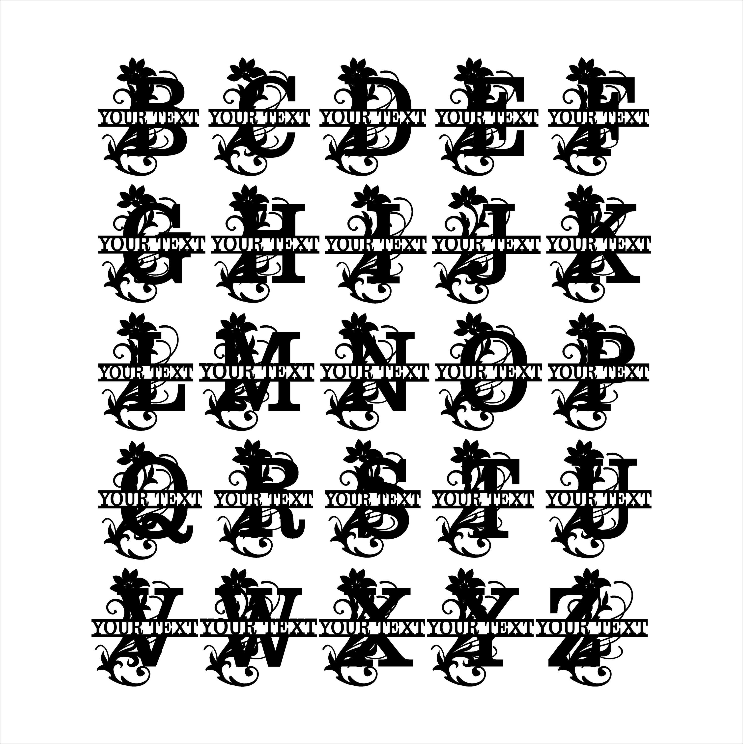 Split Regal Monogram Alphabet Letters Laser Cut Files Digital Download ...