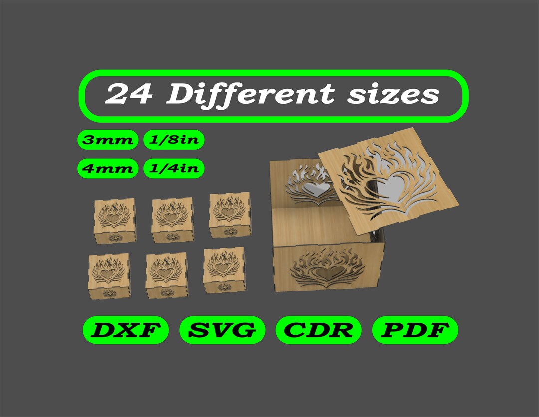 Box Laser Cut Box Svg Dxf Pdf Cdr Storage Box Vector Files for Wood ...