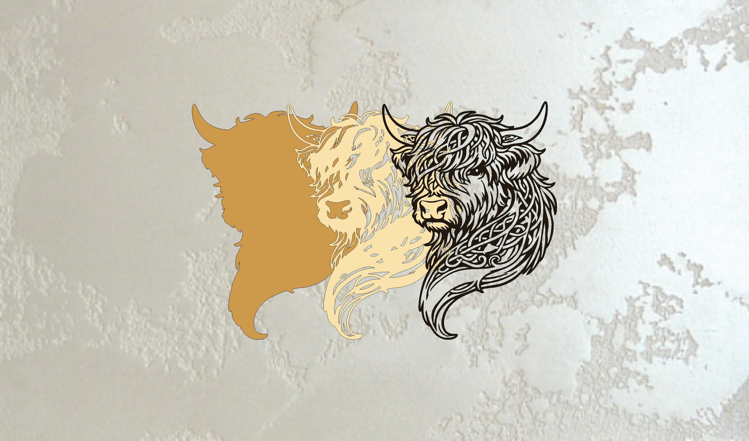 Multilayer Highland Cow SVG, Cow Wall Art, Layered Bull Mandala Design ...