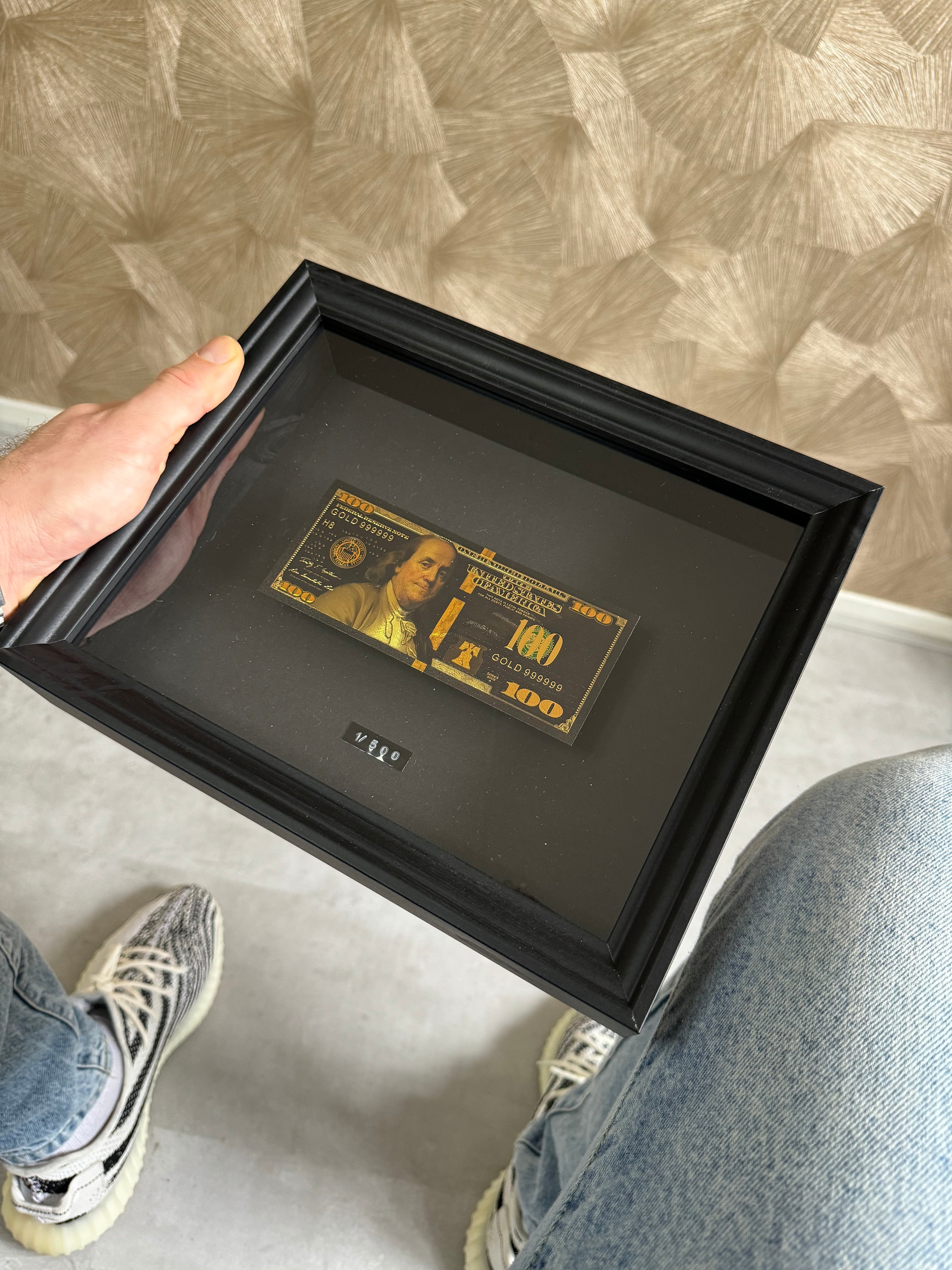 Gold Plated Black 100 Dollar Bill Frame Money Art Home Decor Office Art ...