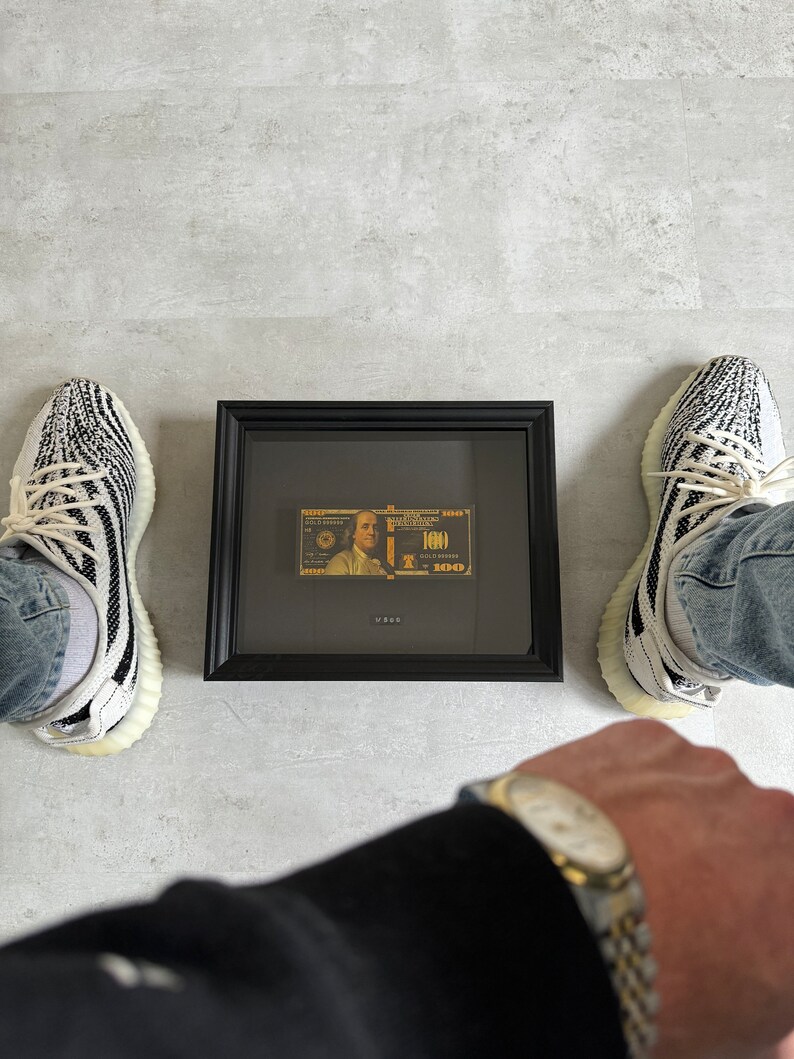 Gold Plated Black 100 Dollar Bill Frame Money Art Home Decor Office Art ...