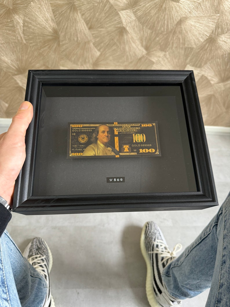 Gold Plated Black 100 Dollar Bill Frame Money Art Home Decor Office Art ...