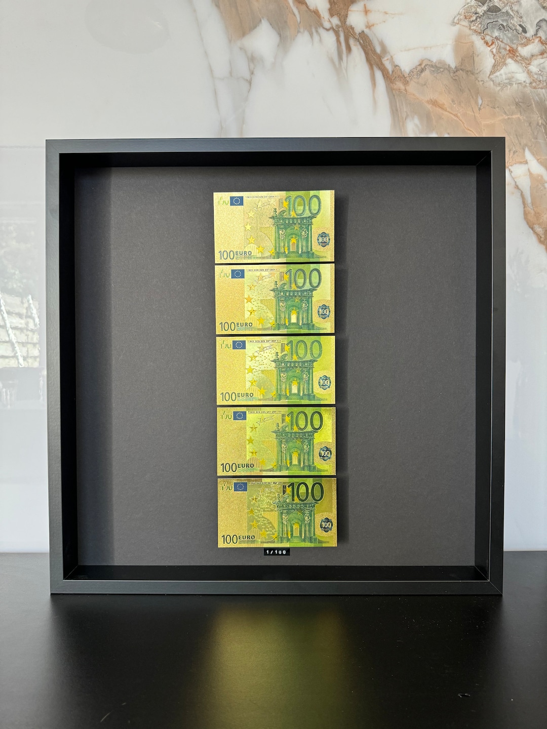 Gold Plated Five 100 Euro Bills Frame Money Art Home Decor Office Art ...