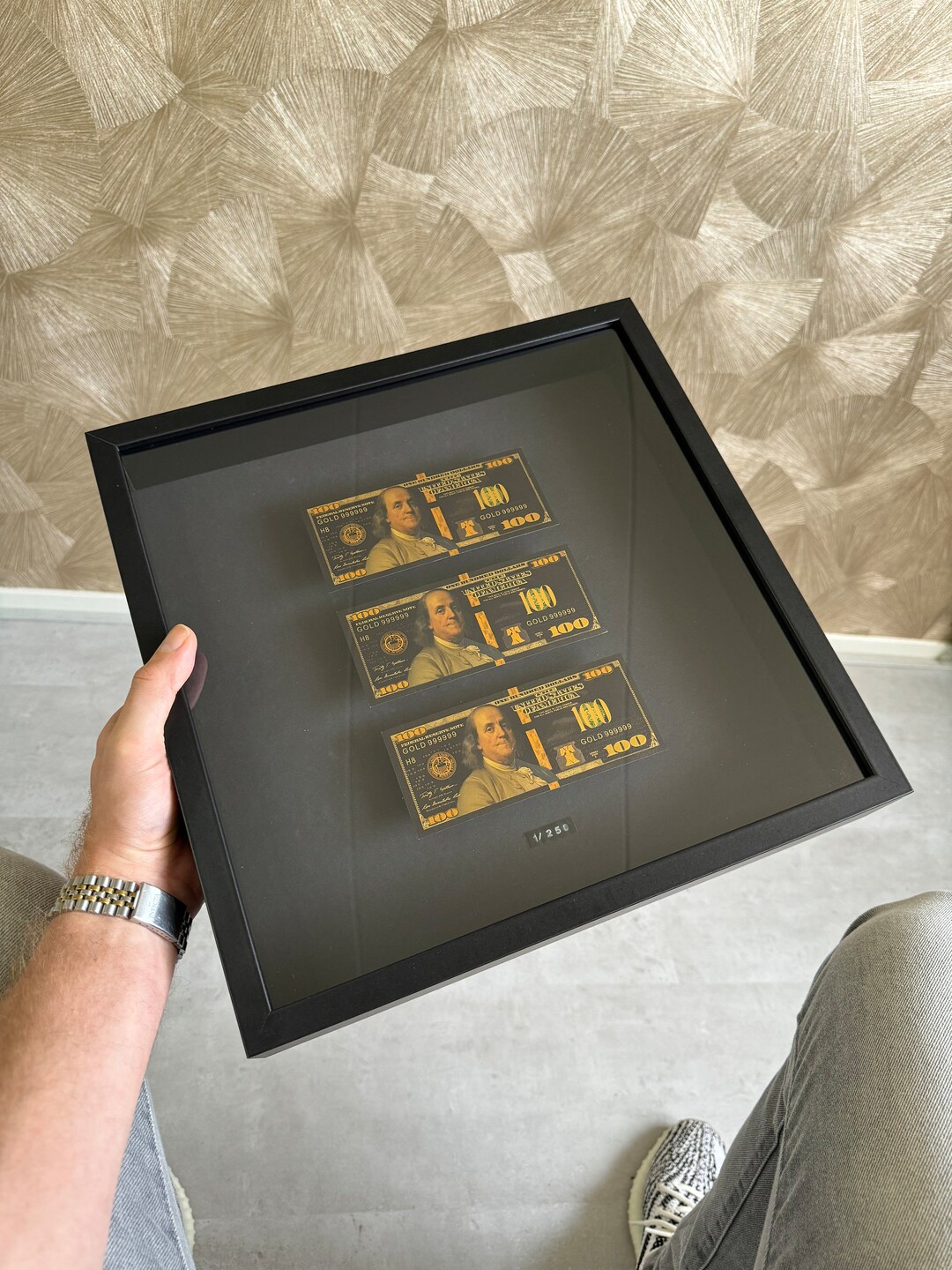 3x 100 Dollar Money Frame Gold/black | Money Art | Home Decor | Office ...