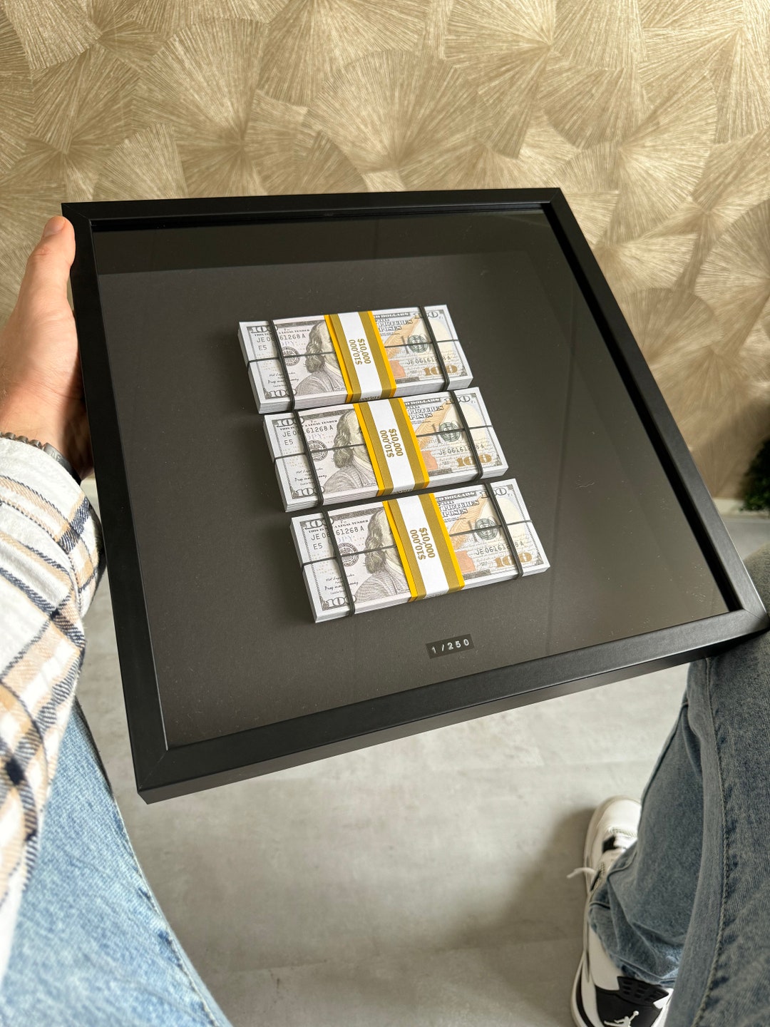 30K Triple Stack Money Frame - USD Edition | Money Art | Home Decor ...