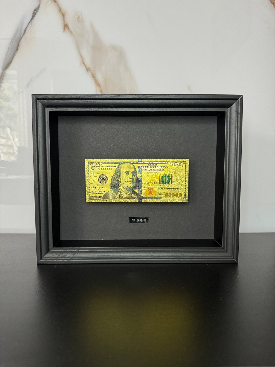Gold Plated Single 100 Dollar Bill Frame Money Art Home Decor Office ...