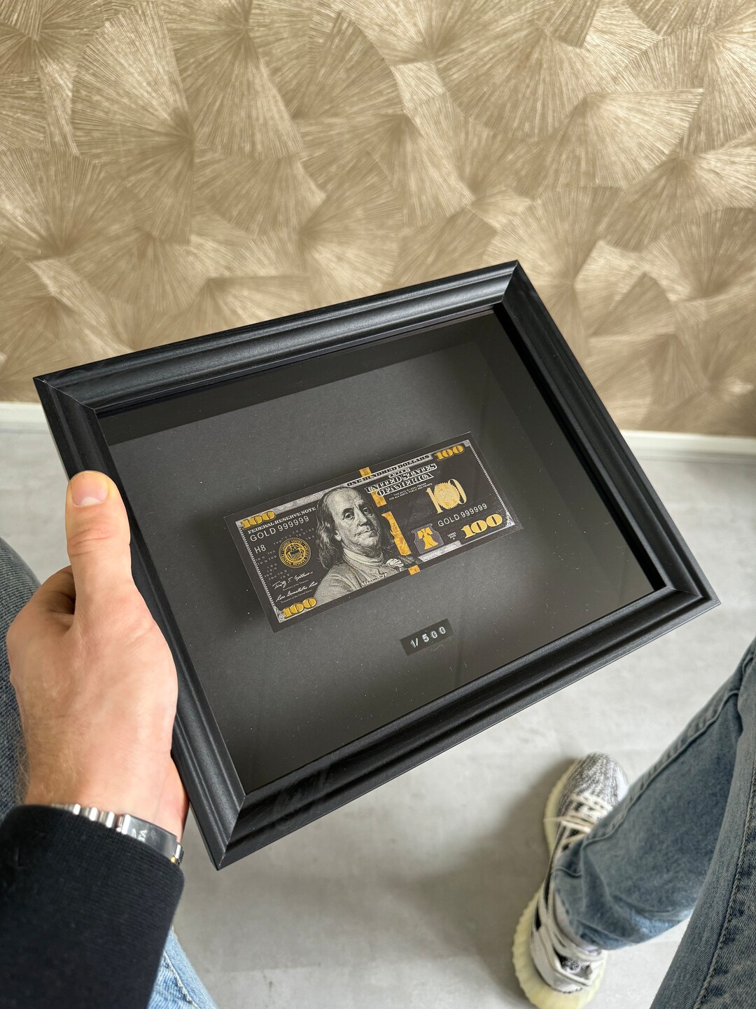 100 Dollar Money Frame Gold/silver | Money Art | Home Decor | Office ...