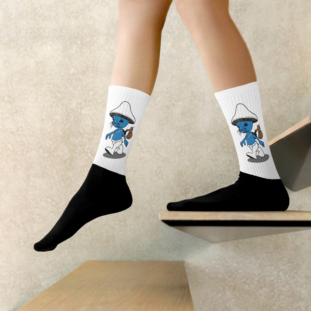 Smurf Cat Socks Shailushai шайлушай Smurf Cat Socks Mushroom Snail Meme ...