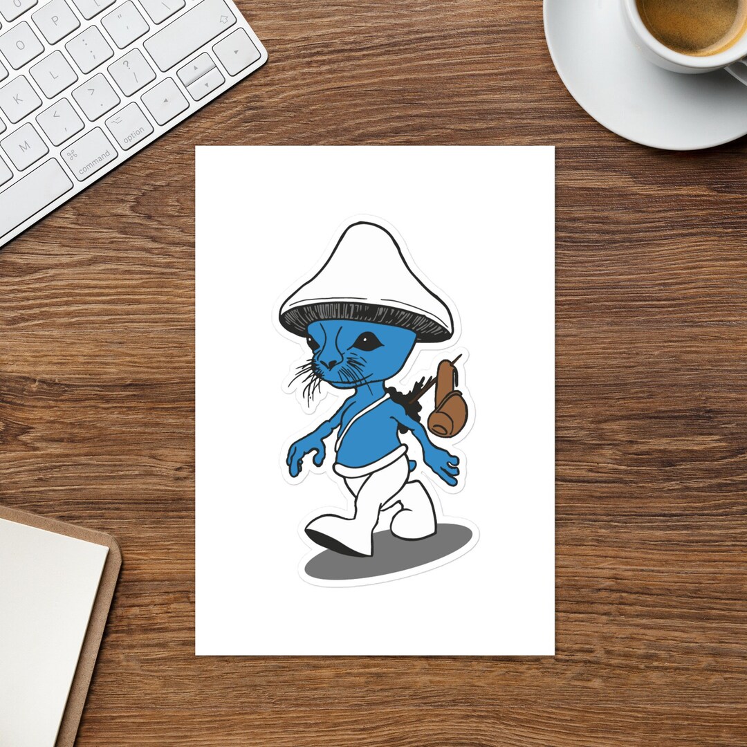 Smurf Cat Sticker, Shailushai, шайлушай, Smurf Cat Mushroom Snail, Meme ...