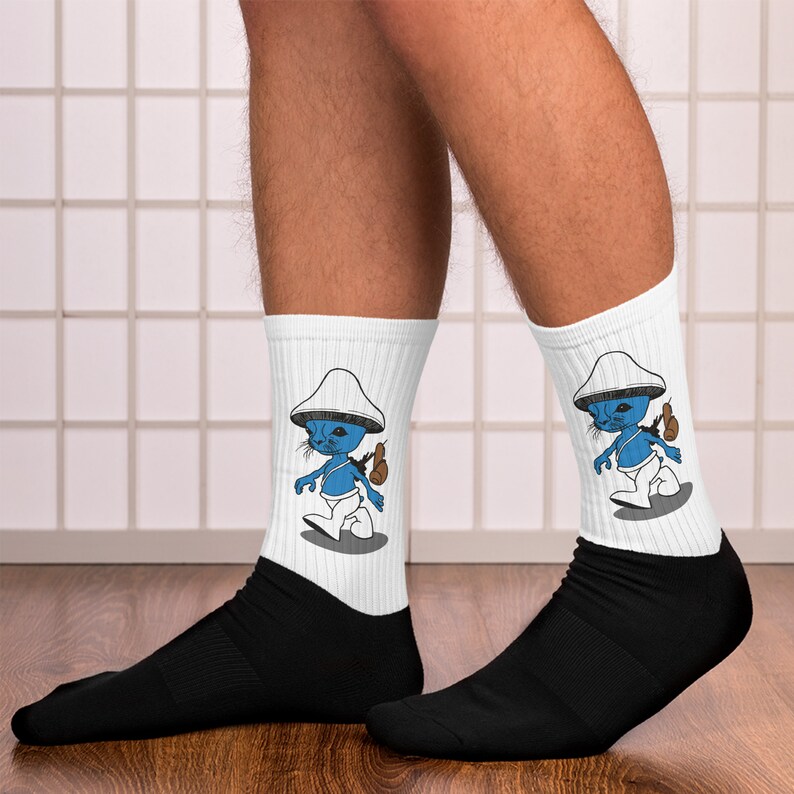 Smurf Cat Socks Shailushai шайлушай Smurf Cat Socks Mushroom Snail Meme ...