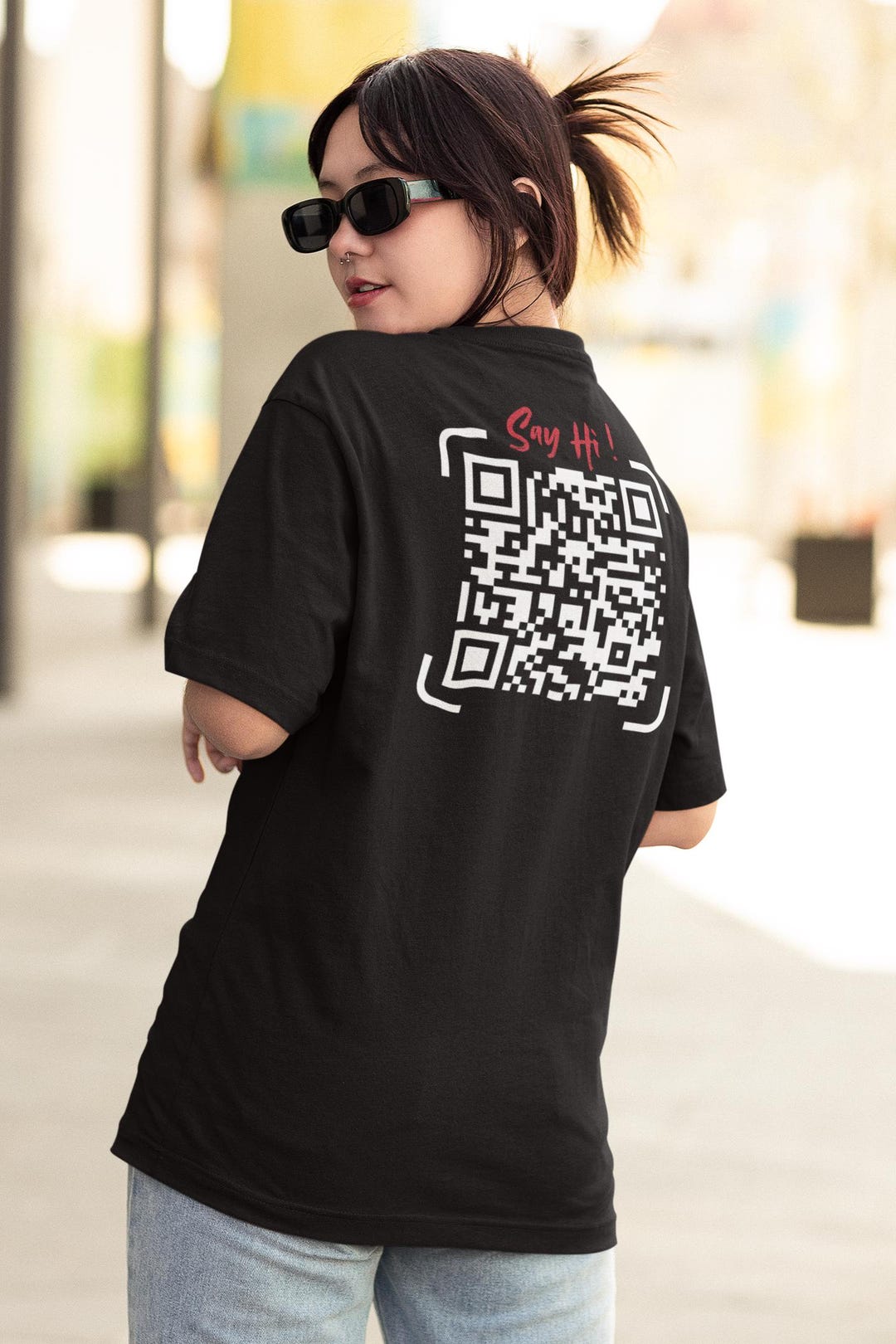 Unisex QR Code Shirt “say Hi!” – Interactive Festival T-shirt With ...