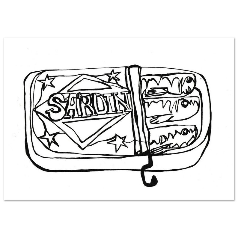 Sardines Line Drawing Art Poster Print - Etsy