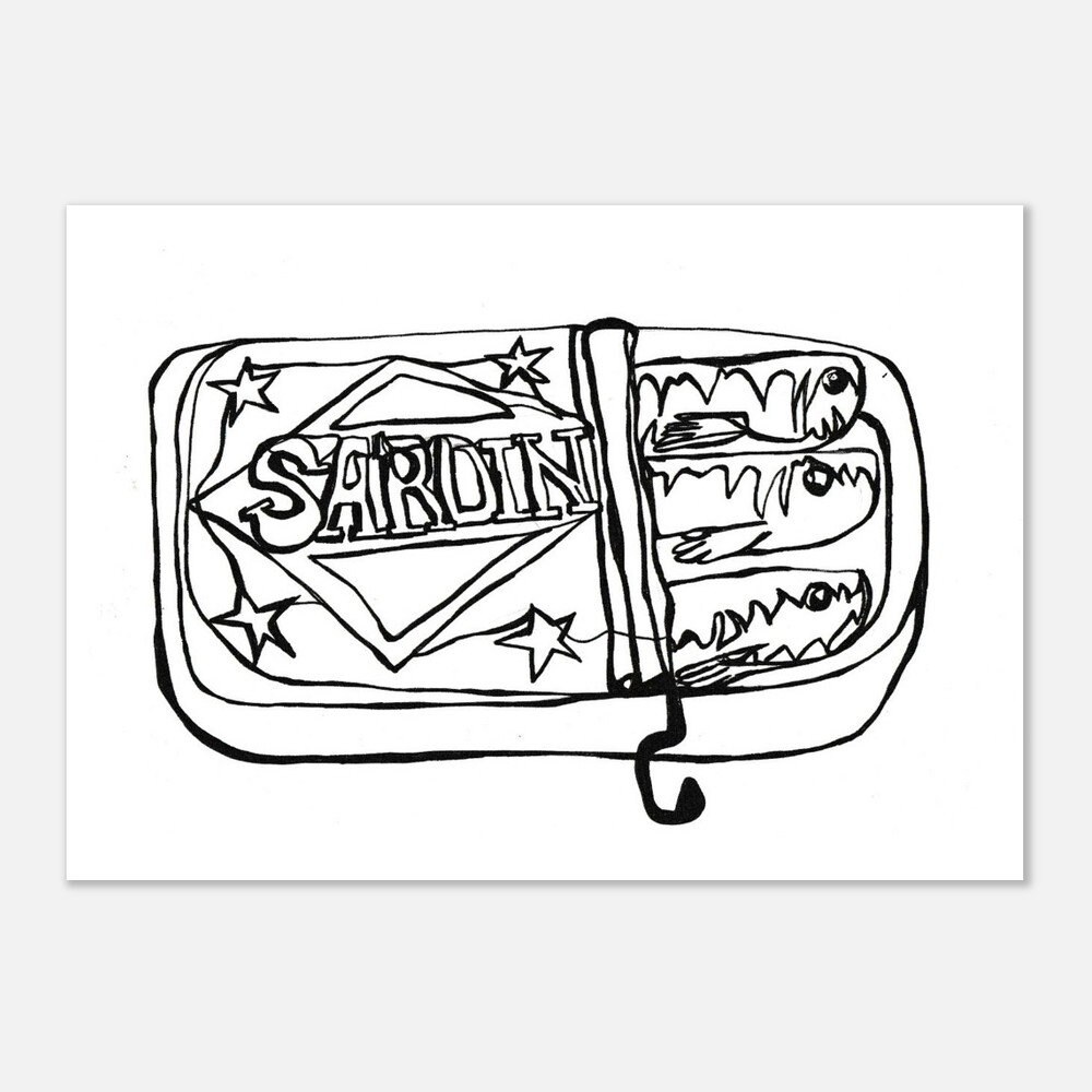 Sardines Line Drawing Art Poster Print - Etsy