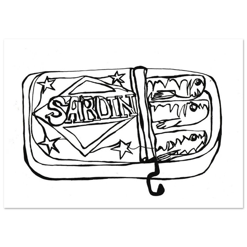 Sardines Line Drawing Art Poster Print - Etsy