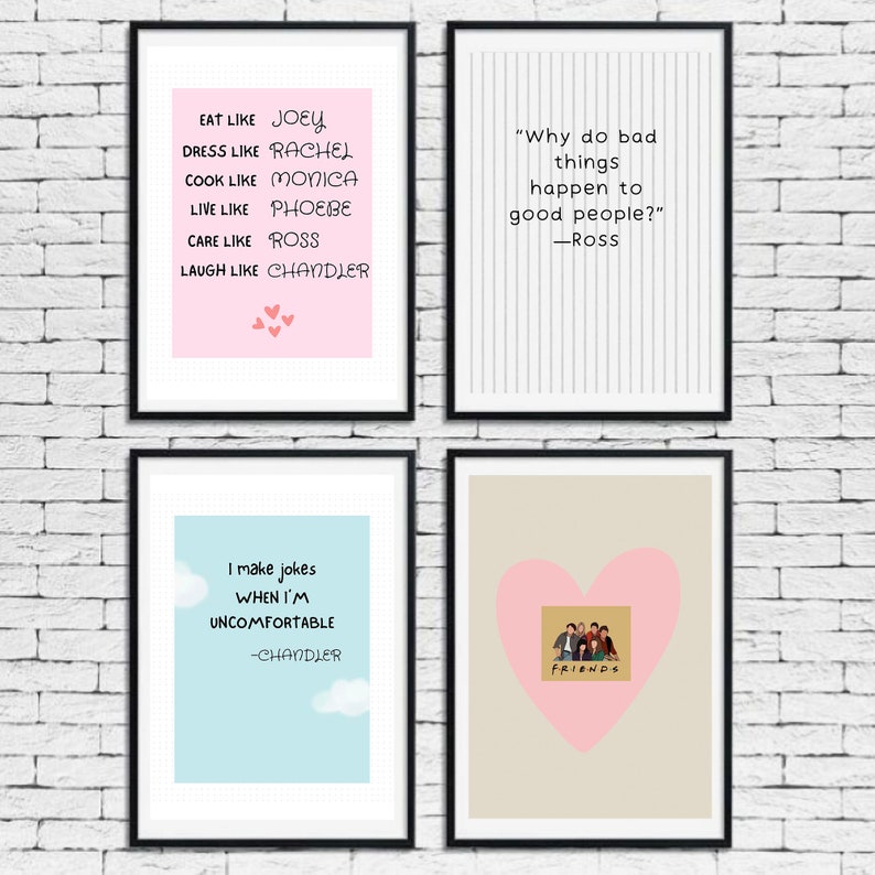 Set of 4 Posters Friends TV Show Quotes Friends TV Sitcom Printable ...