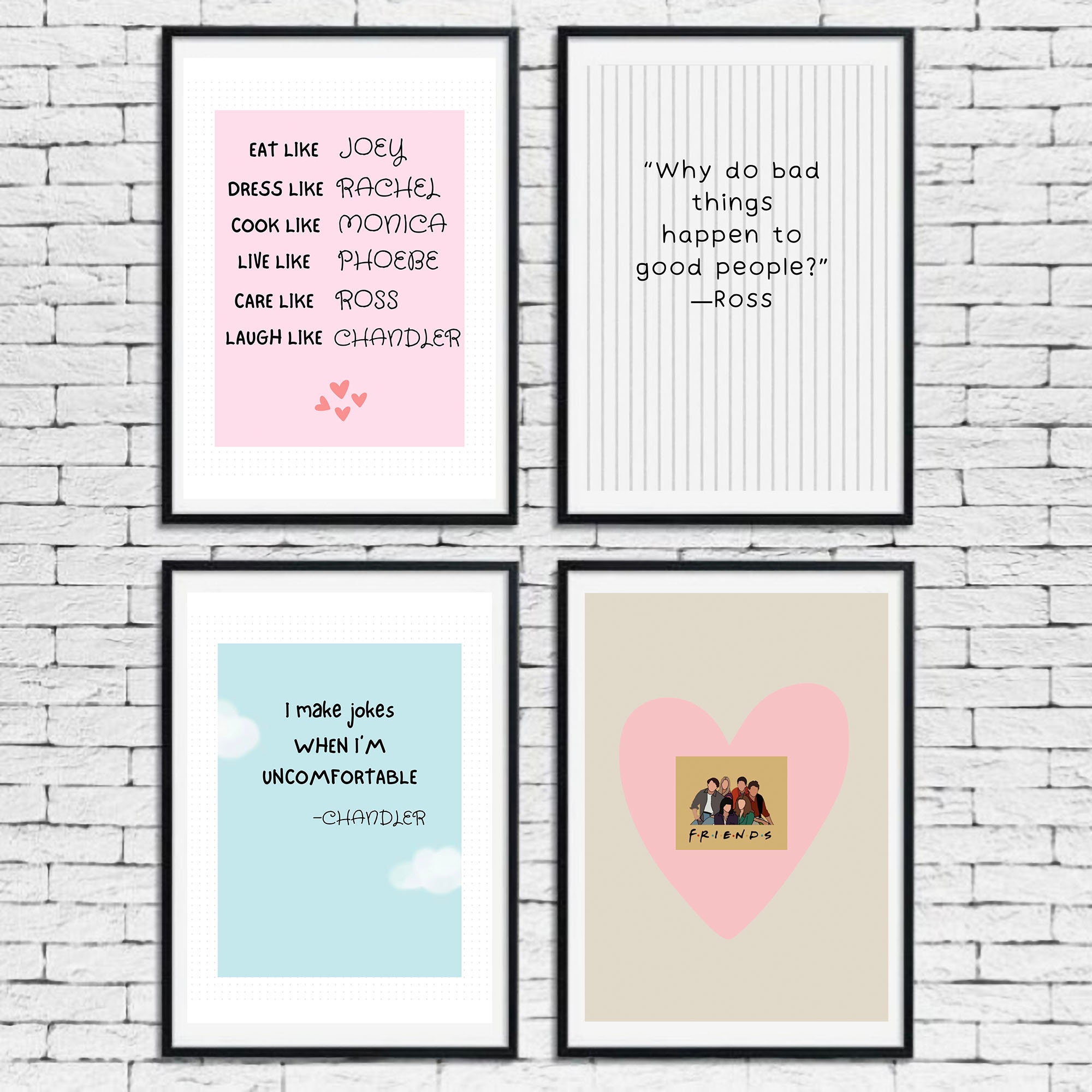 Set of 4 Posters Friends TV Show Quotes Friends TV Sitcom - Etsy