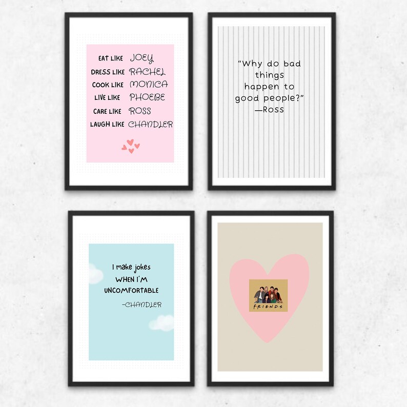 Set of 4 Posters Friends TV Show Quotes Friends TV Sitcom Printable ...