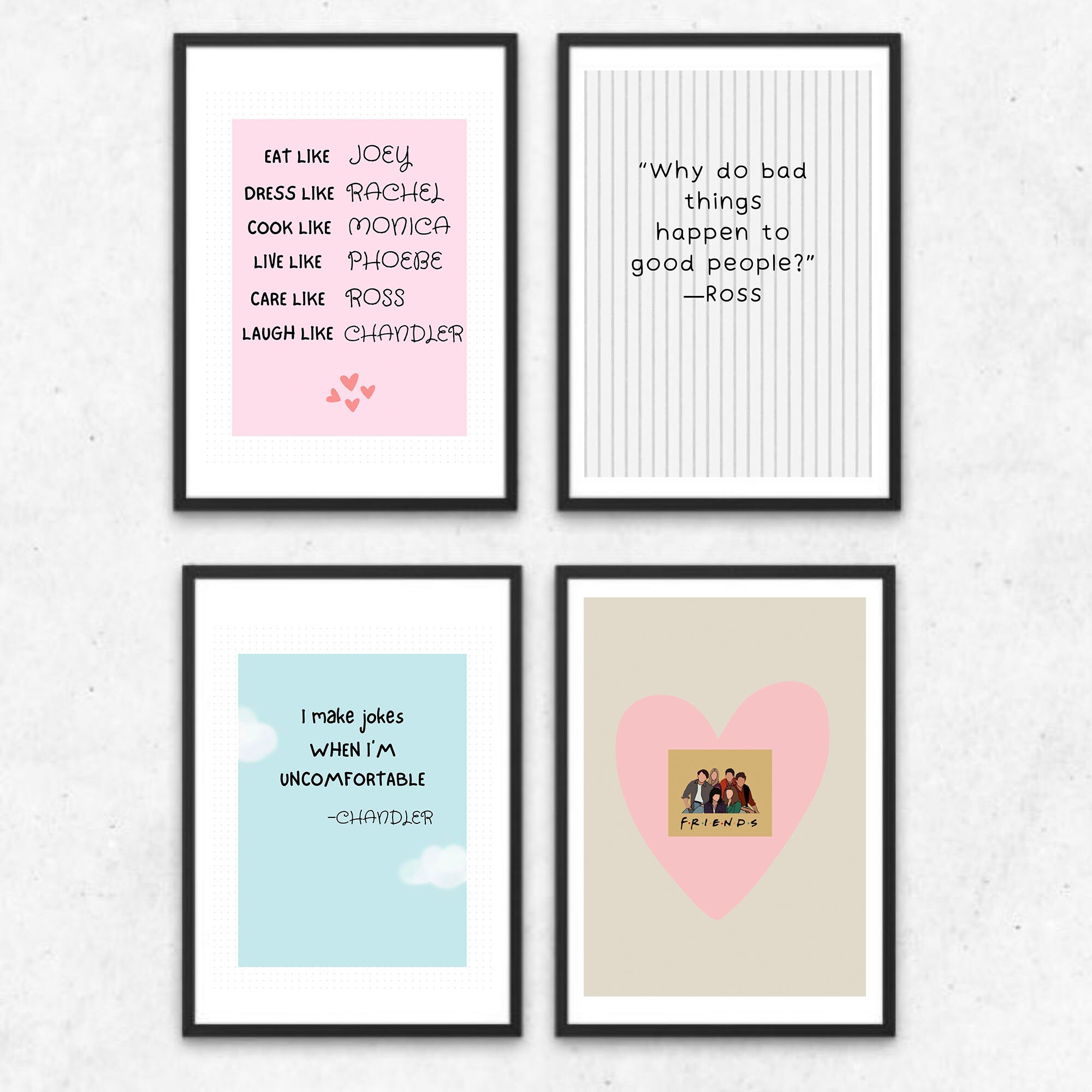 Set of 4 Posters Friends TV Show Quotes Friends TV Sitcom - Etsy