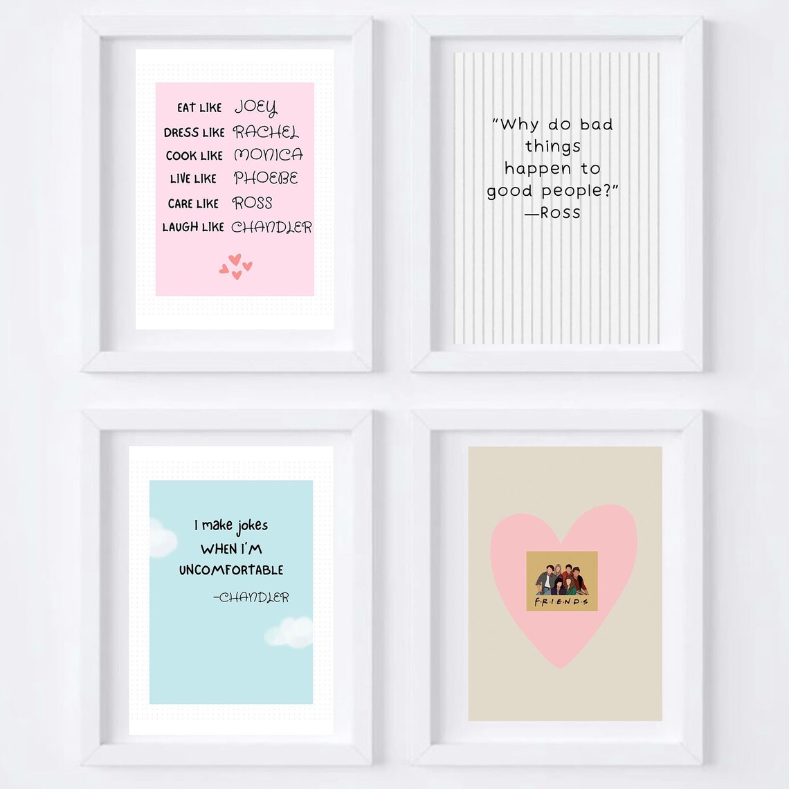 Set of 4 Posters Friends TV Show Quotes Friends TV Sitcom - Etsy